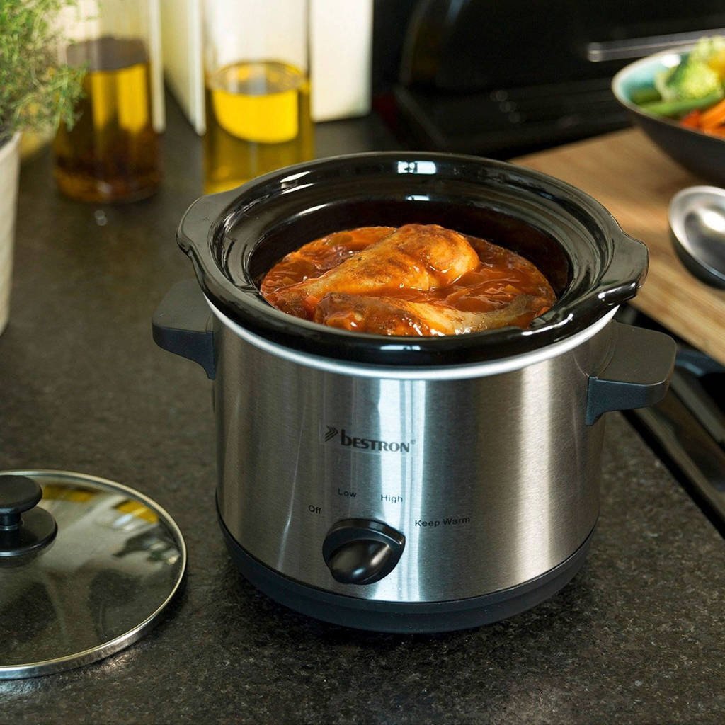 Bestron ASC150 Slowcooker 1.5L RVS/Zwart - Allaz